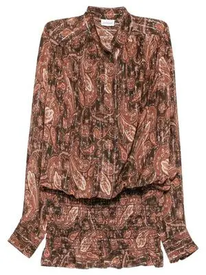 Andamane The Attico Long Sleeve Draped Front Mini Dress - Brown