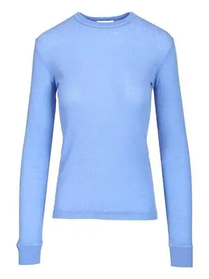 FORTE_FORTE FORTE FORTE Ribbed Wool Jersey Crew Neck Long Sleeve Top
