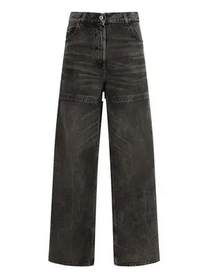 Attico Cut-out Wide-leg Jeans - Black