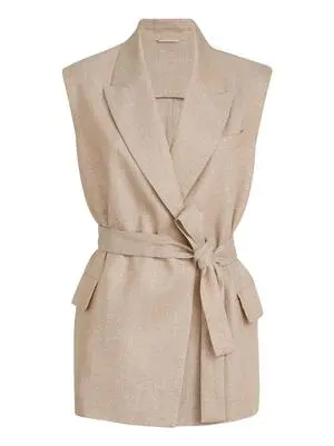 Brunello Cucinelli Sleeveless Belted Vest - Cream