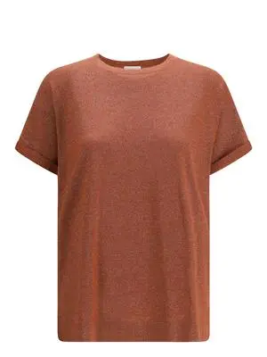 Brunello Cucinelli Brunello Cucinelli Glitter Effect Cashmere T-Shirt Red
