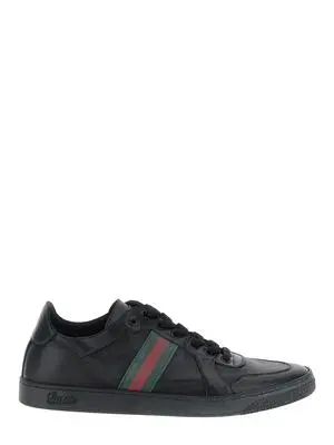 Gucci Leather Lace-up Sneakers - Black