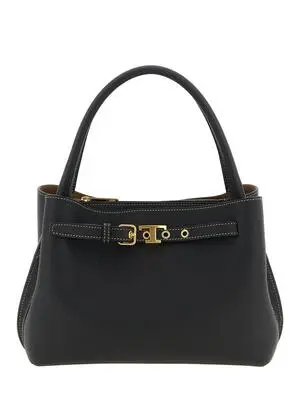 TOD'S Tim Mini Handbag In Hammered Calf Leather - Black