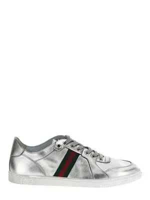 Gucci Gucci Silver Lamb Leather Sneakers Silver
