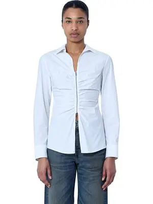 Alexander Wang Ruched Zip Front Shirt - White