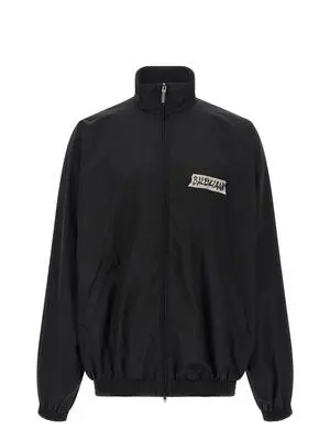 Balenciaga Masking Tape' Printed Tech Cotton Poplin Sweatshirt - Black