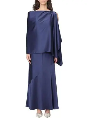 Max Mara Asymmetrical Draped Dress - Blue