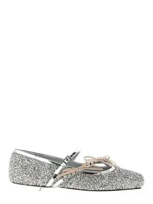 JIMMY CHOO Loli Ballet Flats With Crystal Embellishments - Silver