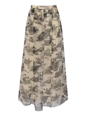 Max Mara Printed Midi Skirt - Black