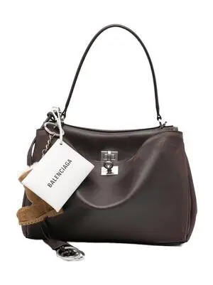 Balenciaga Dark Calf Leather Turn-lock Tote Bag - Brown