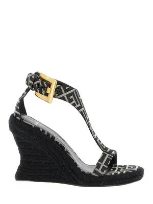 Balmain Monogram Jacquard Espadrilles - Black