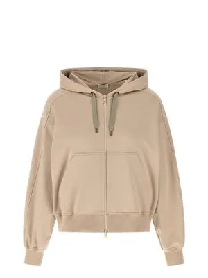Brunello Cucinelli Lightweight Cotton Hoodie With Solomei Ad Mcccxci Print - Cream