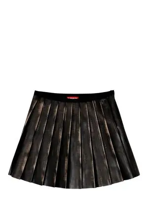DIESEL® DIESEL Faux Leather Pleated Mini Skirt Multicolor