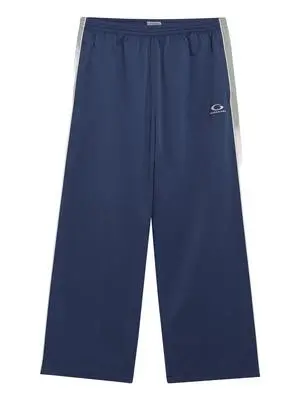 Balenciaga Washed Technical Satin Track Pants In Marine - Blue