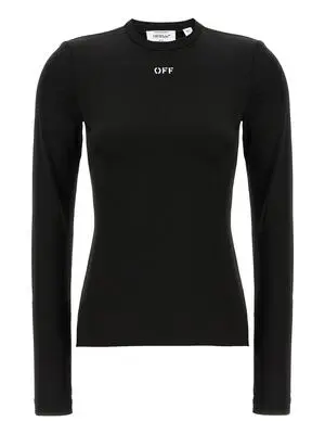 OFF-WHITE OFF-WHITE "Second Skin" Tech Fabric Sweater With Front "Off Stamp" Print