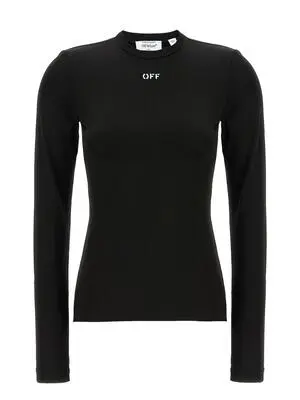 OFF-WHITE OFF-WHITE "Second Skin" Tech Fabric Sweater With Front "Off Stamp" Print