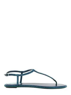 Rene Caovilla René Caovilla 'Diana' Embellished Flat Leather Thong Sandals Green