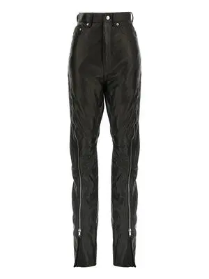 Rick Owens Bolan Banana Leather Pants - Black