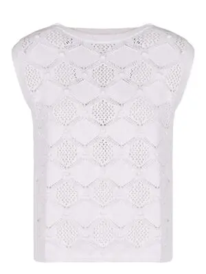 MAX MARA MAX MARA STUDIO White Sleeveless Round Neck Top