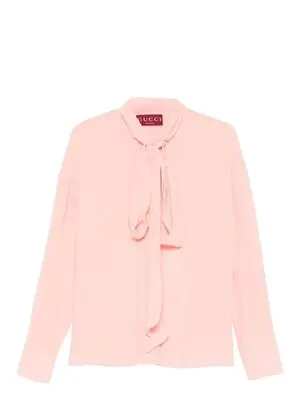 Gucci Silk Crepe De Chine Shirt With Tie Neck - Multicolor