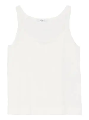 Max Mara Sleeveless Ribbed Square Neck Top - White