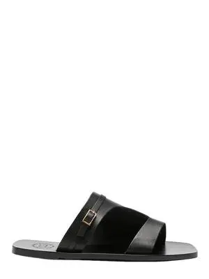 ATP ATELIER Leather Slip-on Sandals With Buckle Embellishment - Black