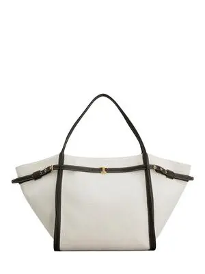 TOD'S Tim Canvas And Leather Medium Shopping Bag - Multicolor