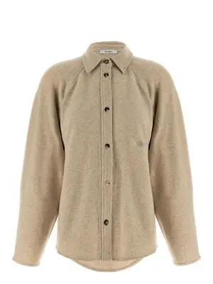 Max Mara Ceci Mélange Stretch Cashmere Flannel Overshirt - Cream