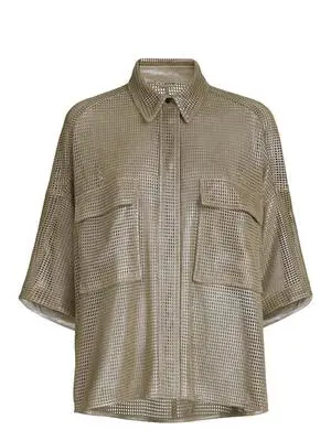 Brunello Cucinelli Classic Collar Short Sleeve Shirt - Green