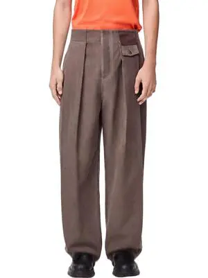 Loewe Wide Leg Pleated Trousers - Brown
