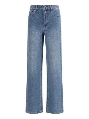 SELF-PORTRAIT Straight-leg Jeans With All-over Rhinestones - Blue