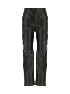 ALBERTA FERRETTI Alberta Ferretti Black Leather Straight-Leg Trousers