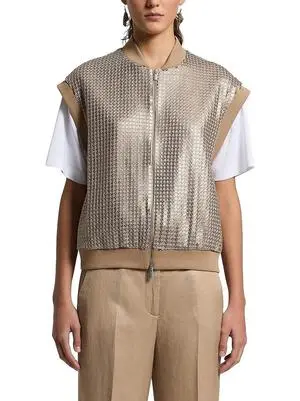 Peserico Sleeveless Sequined Zip-up Vest - Gold
