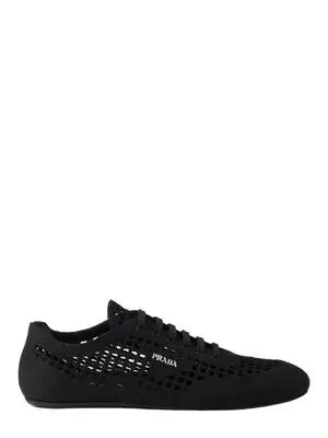Prada Prada Black Crochet Lace-Up Flats Black