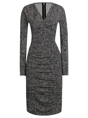 Dolce & Gabbana Chevron Ruched Silk Dress - Multicolor