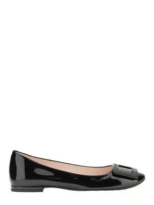 ROGER VIVIER Gommettine Leather Ballerinas With Resin Buckle - Black
