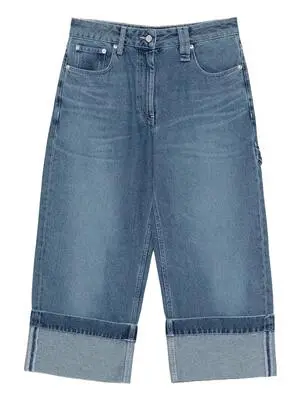 Simone Rocha Denim Cuffed Straight-leg Cropped Jeans - Blue
