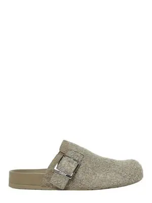 Loewe Suede Buckled Clogs - Brown