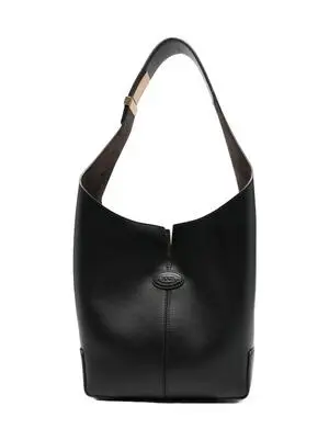 TOD'S Calf Leather Shoulder Bag With Gold-tone Hardware - Black
