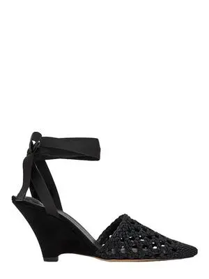 Jacquemus Woven Wedge Heel Boots With Tie Fastening - Black