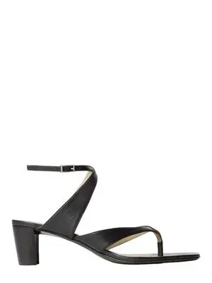 LEMAIRE LEMAIRE Black Calf Leather Block Heel Sandals