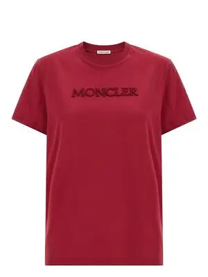 Moncler Logo Embroidery Cotton T-shirt - Red