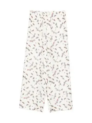 Gucci Dragonfly Print Silk Trousers - Cream