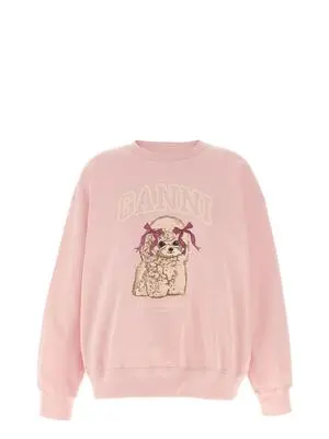 GANNI Printed Crewneck Sweatshirt - Pink