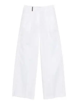 Peserico Cotton Wide Leg Pants Made In Italy - Multicolor
