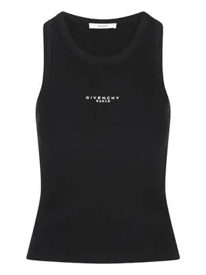 Givenchy Ribbed Cotton Tank Top With Logo - Multicolor