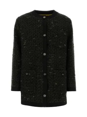 Gucci Green And Black Bouclé Wool Jacket - Multicolor