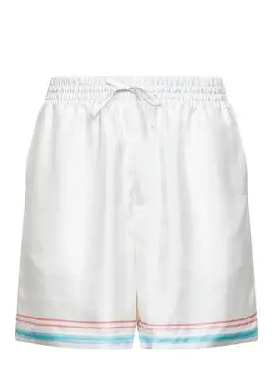 Casablanca CASABLANCA White Silk Twill Dance Joy Shorts Multicolor