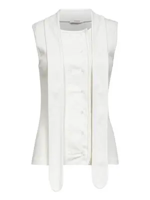 LEMAIRE Asymmetrical Fitted Ribbed Jersey Top With Convertible Tie - Multicolor