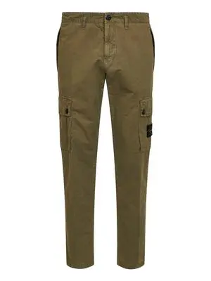 Stone Island Military Green Brushed Organic Cotton Canvas Cargo Trousers - Multicolor